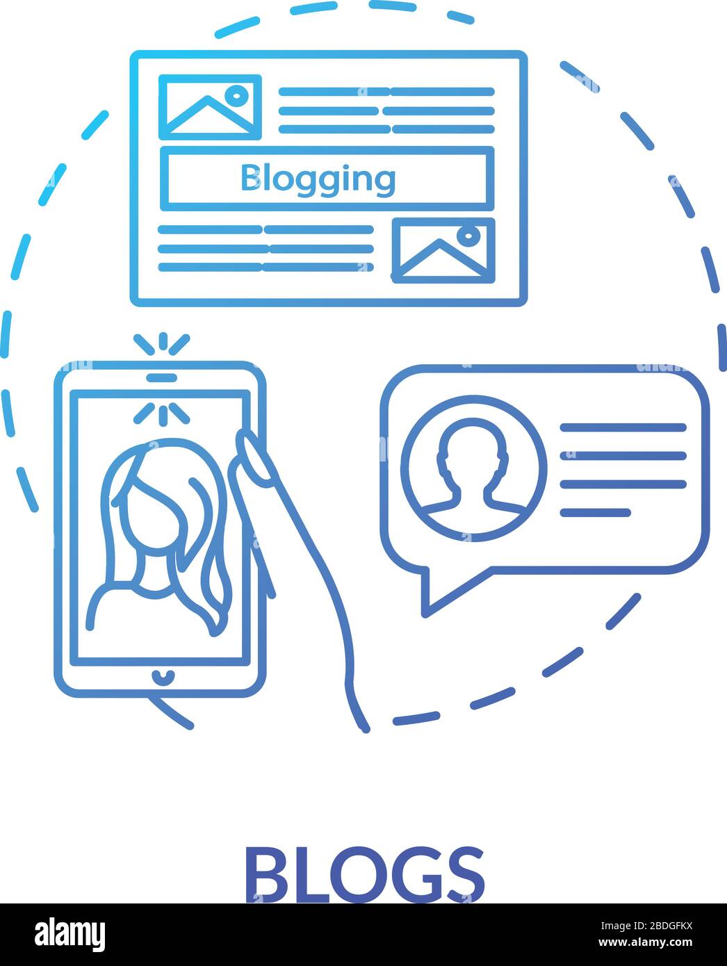 Blogs concept icon. Internet streaming, social media network, vlogging ...