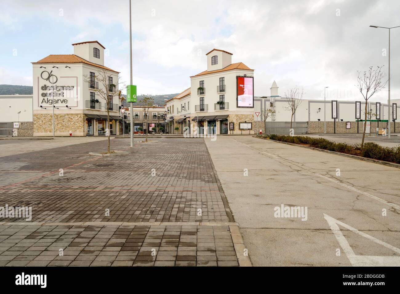 Faro, Portugal - April 7, 2020: Empty parking lot in front of the ...