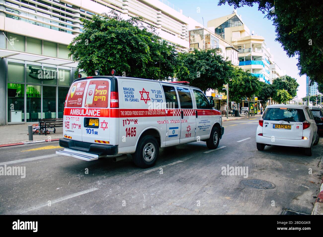 Tel Aviv Israel April 07, 2020 View of a Israeli ambulance rolling in ...