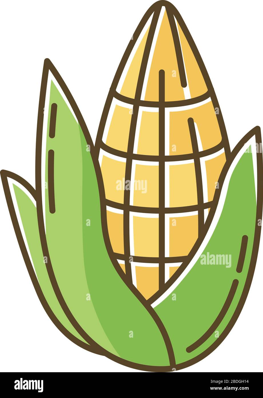 Corn RGB color icon. Corncob pipe with leaf. Sweetcorn. Maize cereal ...