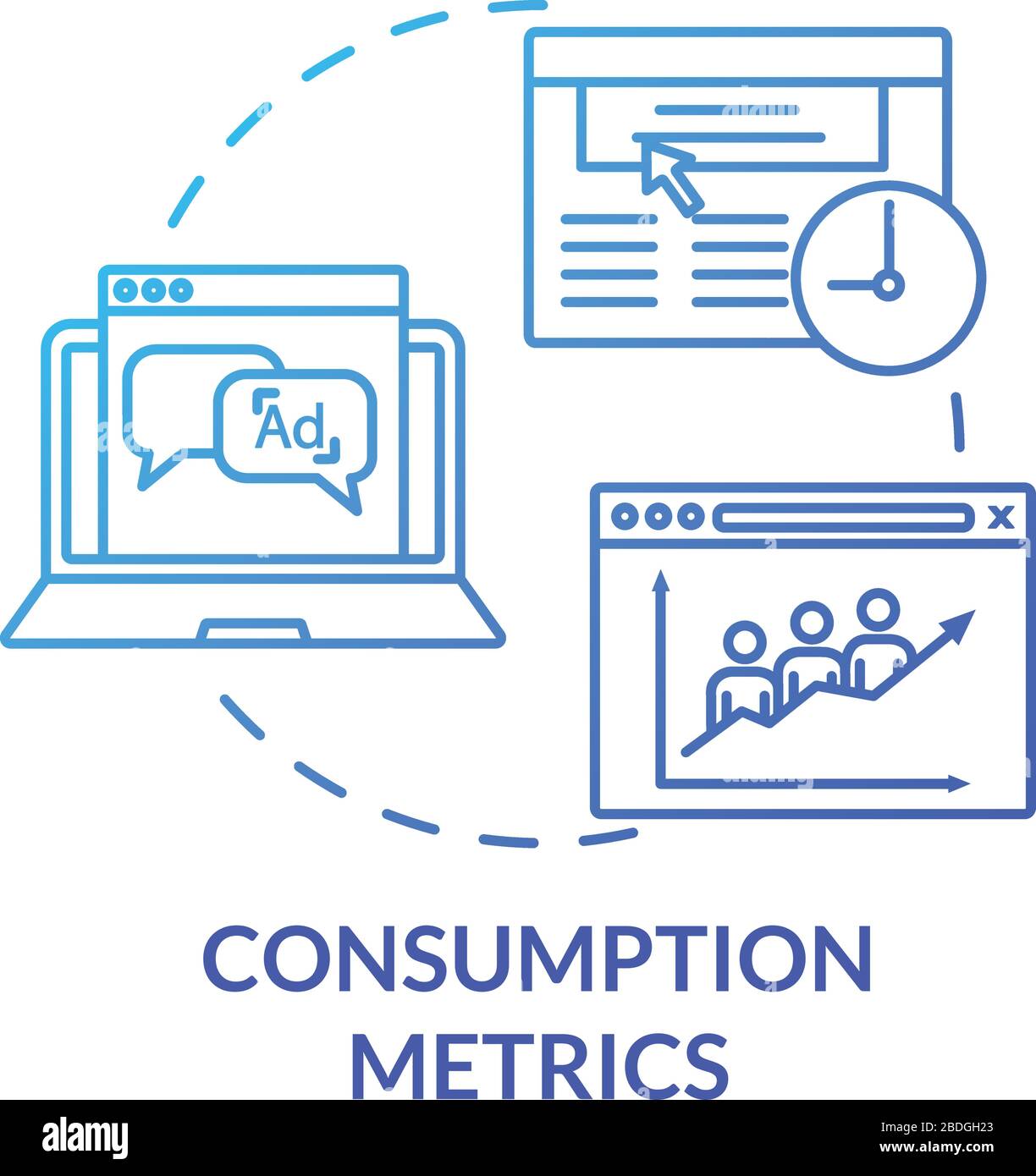 Consumption metrics concept icon. Marketing statistics analysis. Online ...