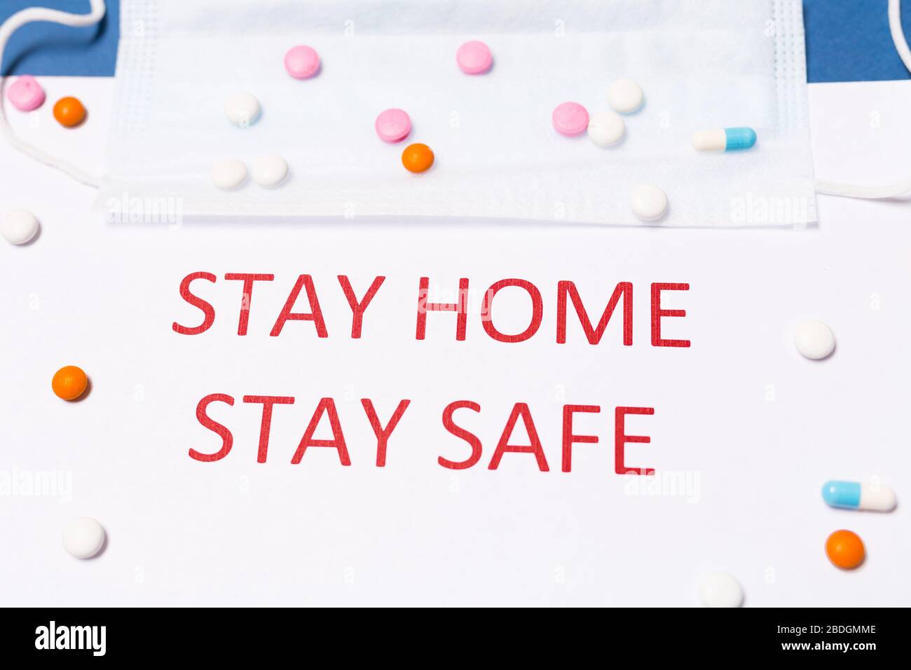 Coronavirus Pandemic Protection Concept. Words stay at home with ...