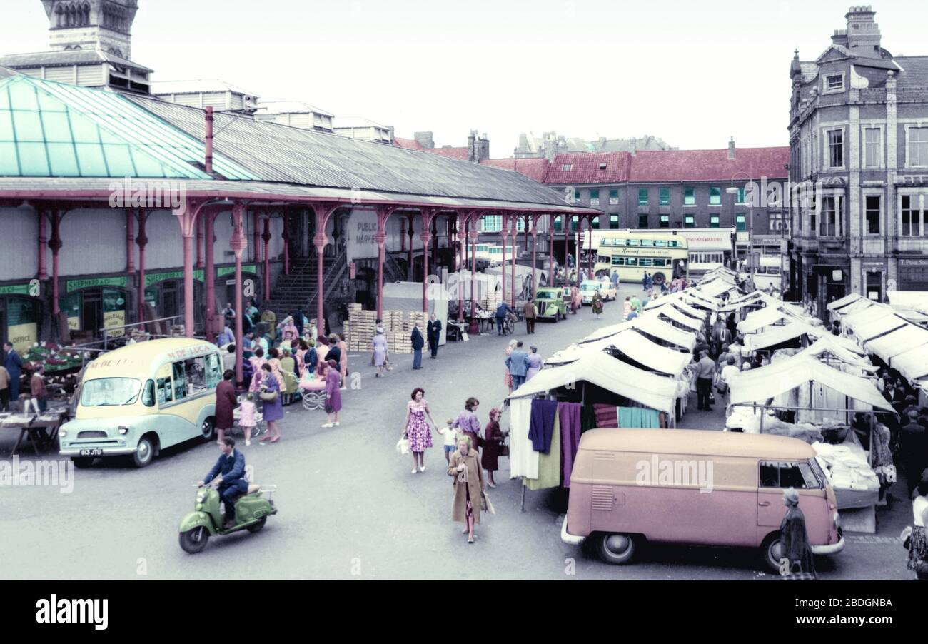 Darlington, Market Place c1965 Stock Photo - Alamy