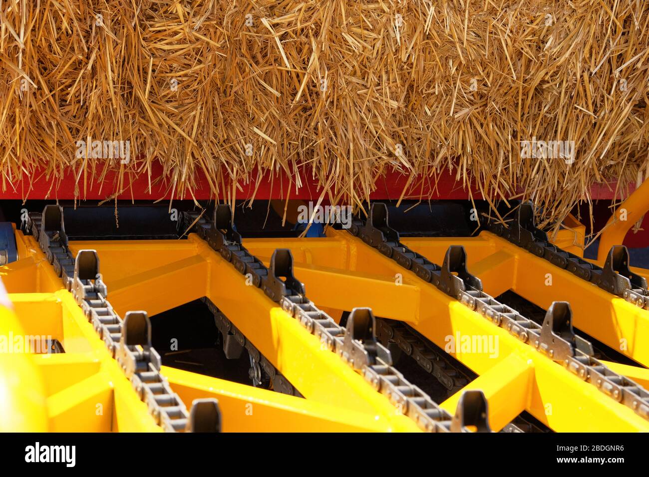 Automatic hay collection, closeup. Hay for cows, horses, goats and ...