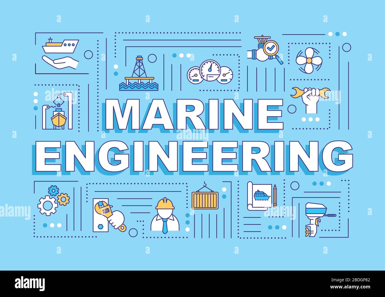 Marine engineering word concepts banner. Nautical industry work. Ship ...