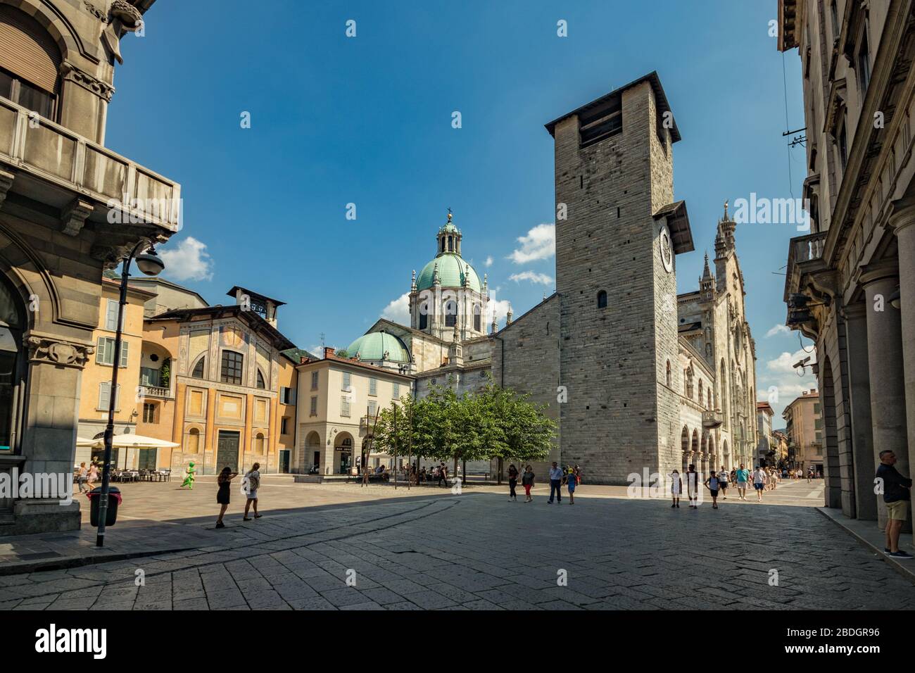 Como, ITALY - August 4, 2019: Local people and tourists on a quiet cozy ...