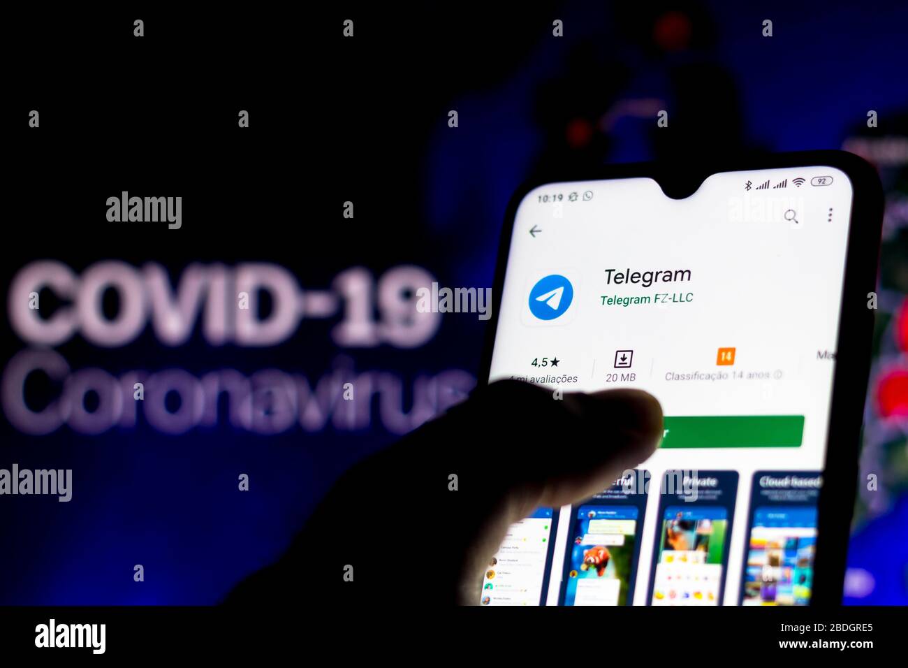 Brazil. 8th Apr, 2020. In this photo illustration the Telegram logo ...