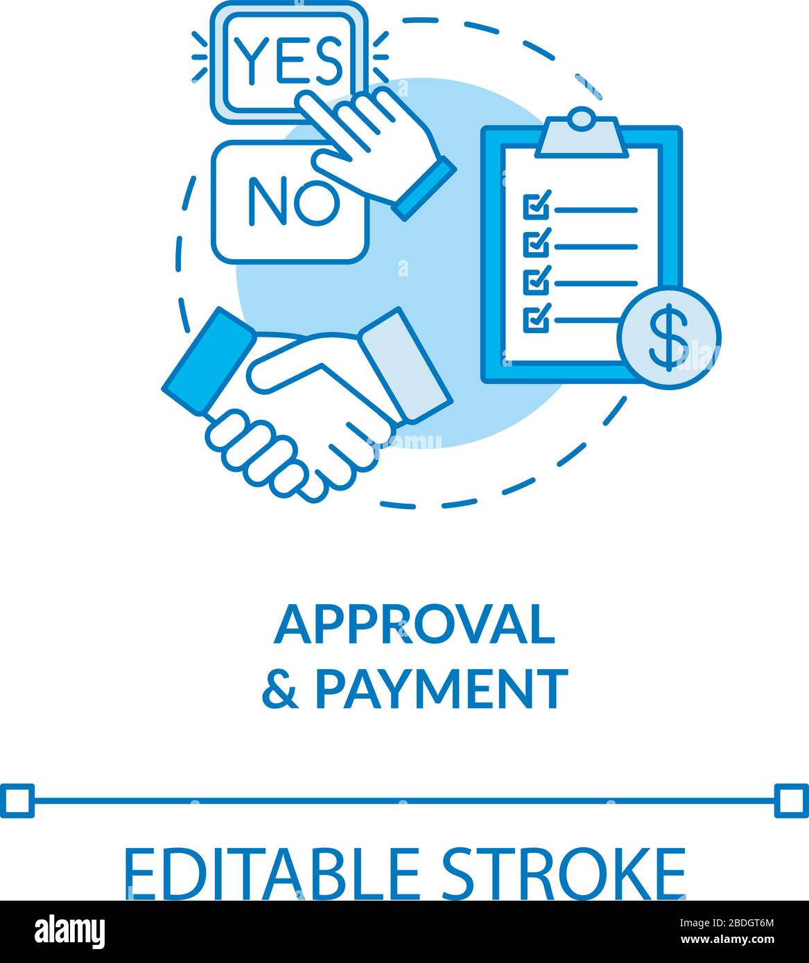 Approval and payment, design process step concept icon. Delivering ...