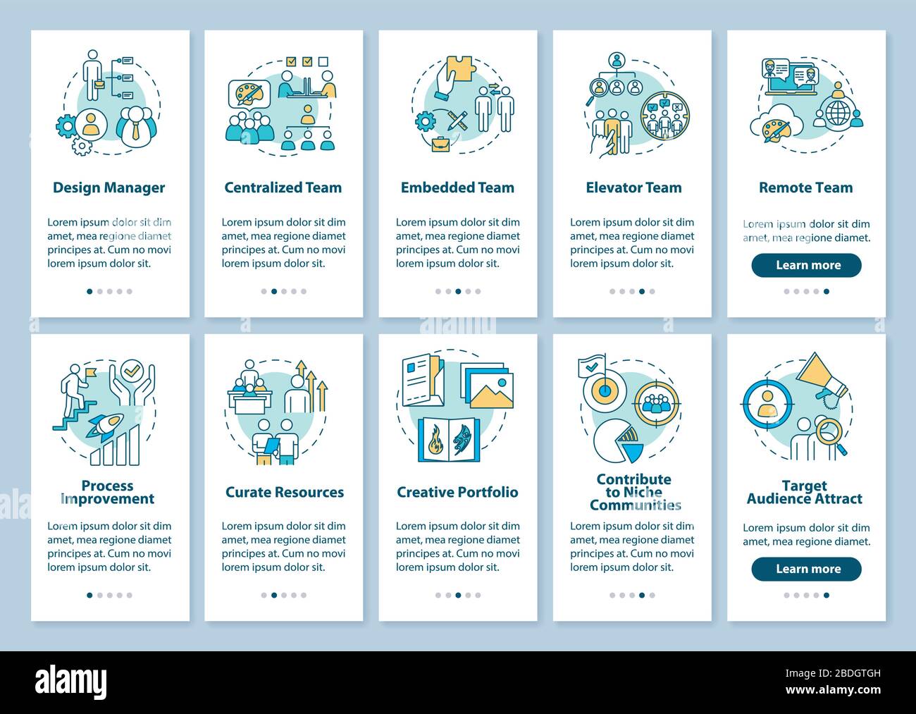 Design studio onboarding mobile app page screen with concepts. Creative ...