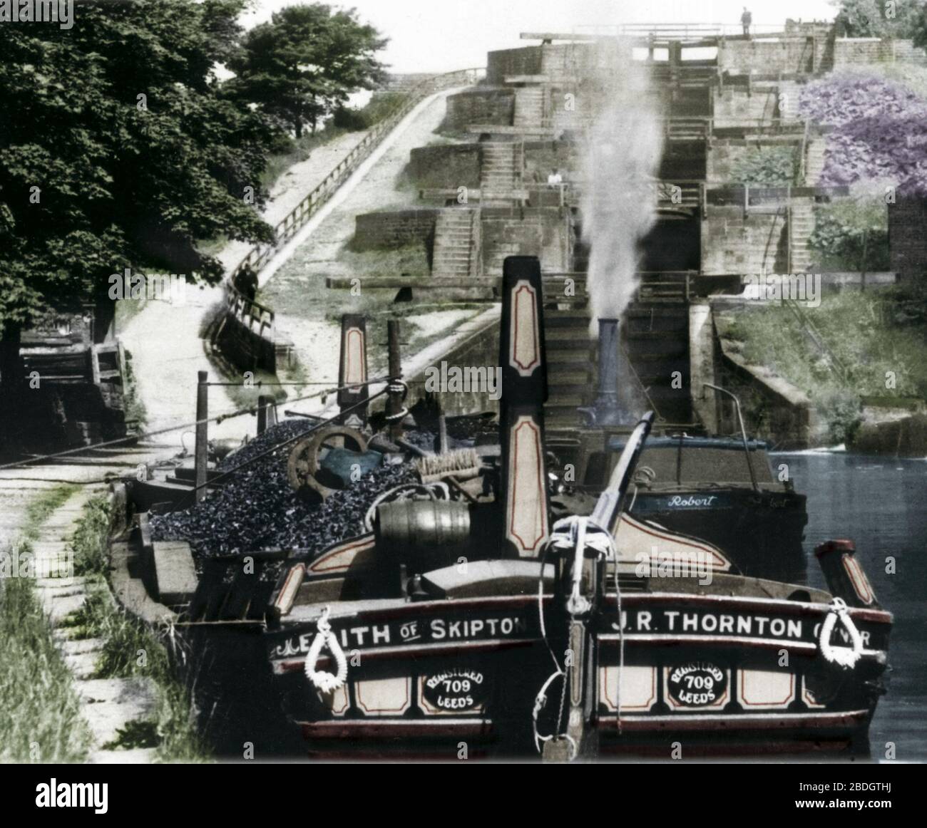 Bingley, Five Rise Locks c1900 Stock Photo - Alamy