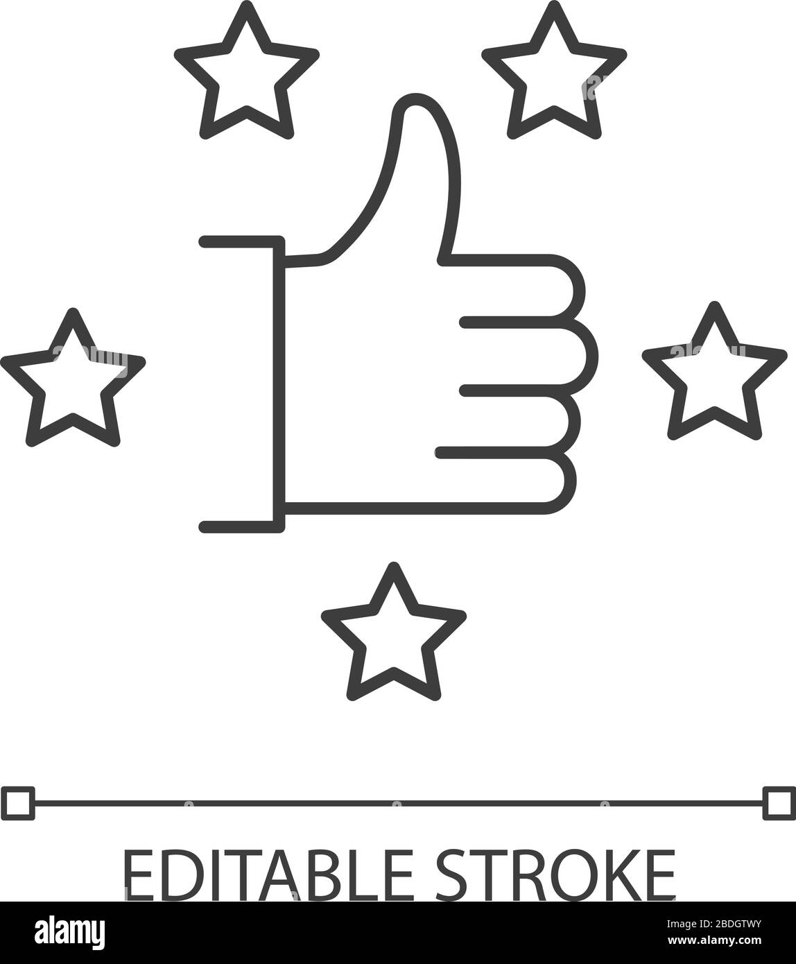 Recommendation pixel perfect linear icon. Thumbs up. Review rate ...