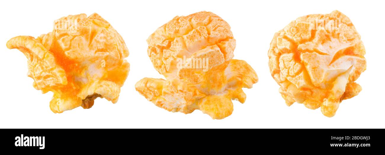 Set of popped popcorn on a white background Stock Photo - Alamy
