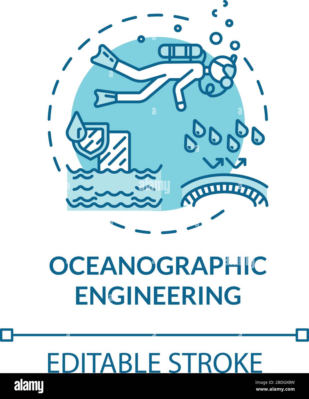 Oceanographic engineering turquoise concept icon. Exploring underwater ...
