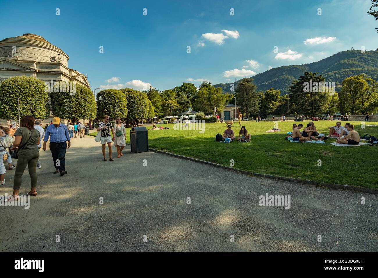 Como, ITALY - August 4, 2019: Local people and tourists on the ...