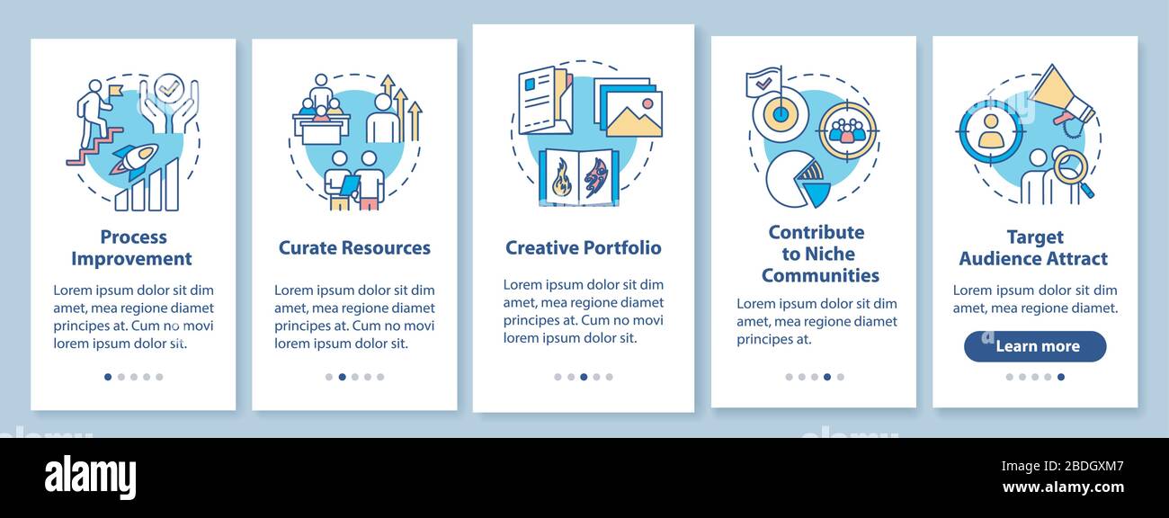 Business project onboarding mobile app page screen with concepts. Work ...