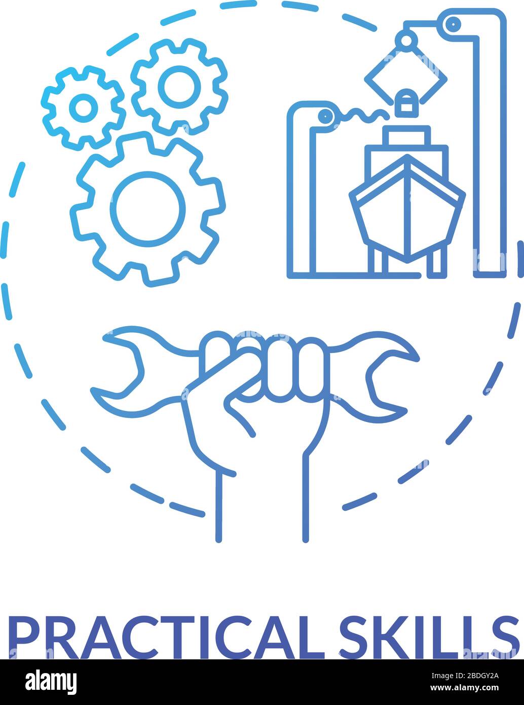Practical ability blue concept icon. Technical knowledge. Building ...