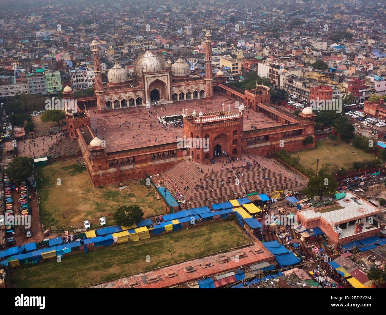 Jama Masjid biggest mosque of India in New Delhi, aerial drone view ...