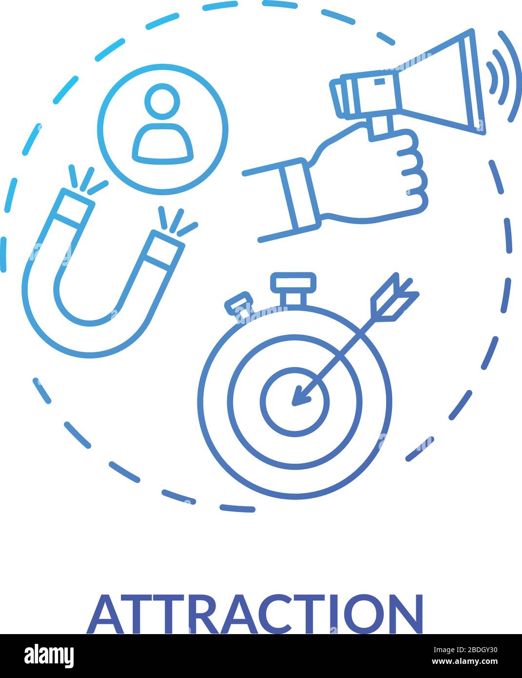 Attraction concept icon. Advertising strategies, customer base ...