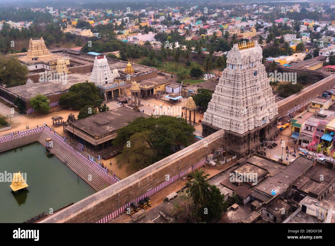 Aerial view on South India ancient temple Gopura, India, Ekambaranath ...