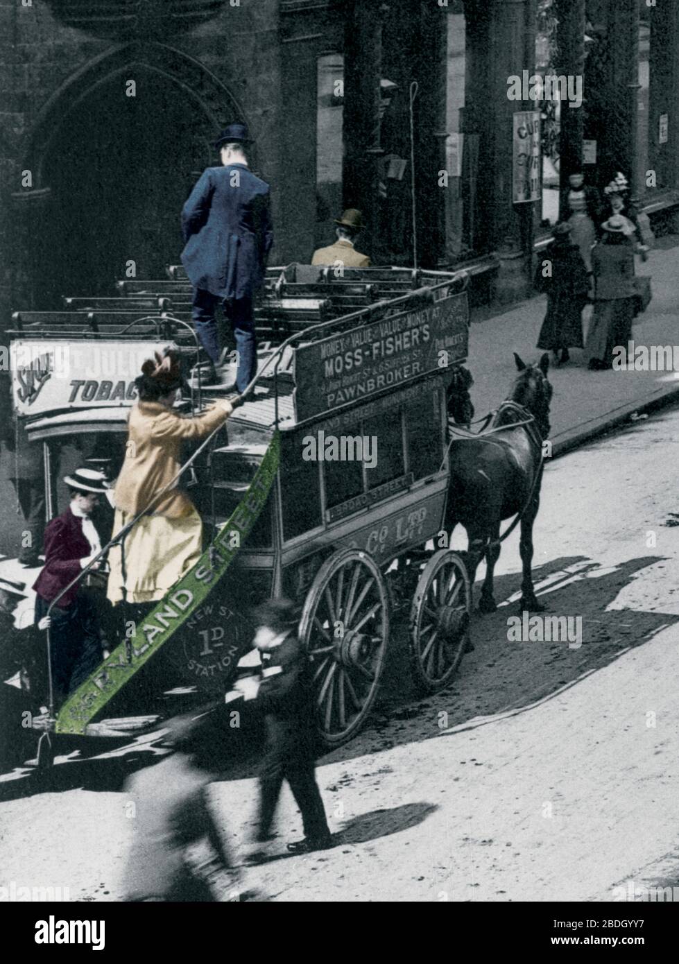 Birmingham, Horse Drawn Bus, New Street 1890 Stock Photo - Alamy