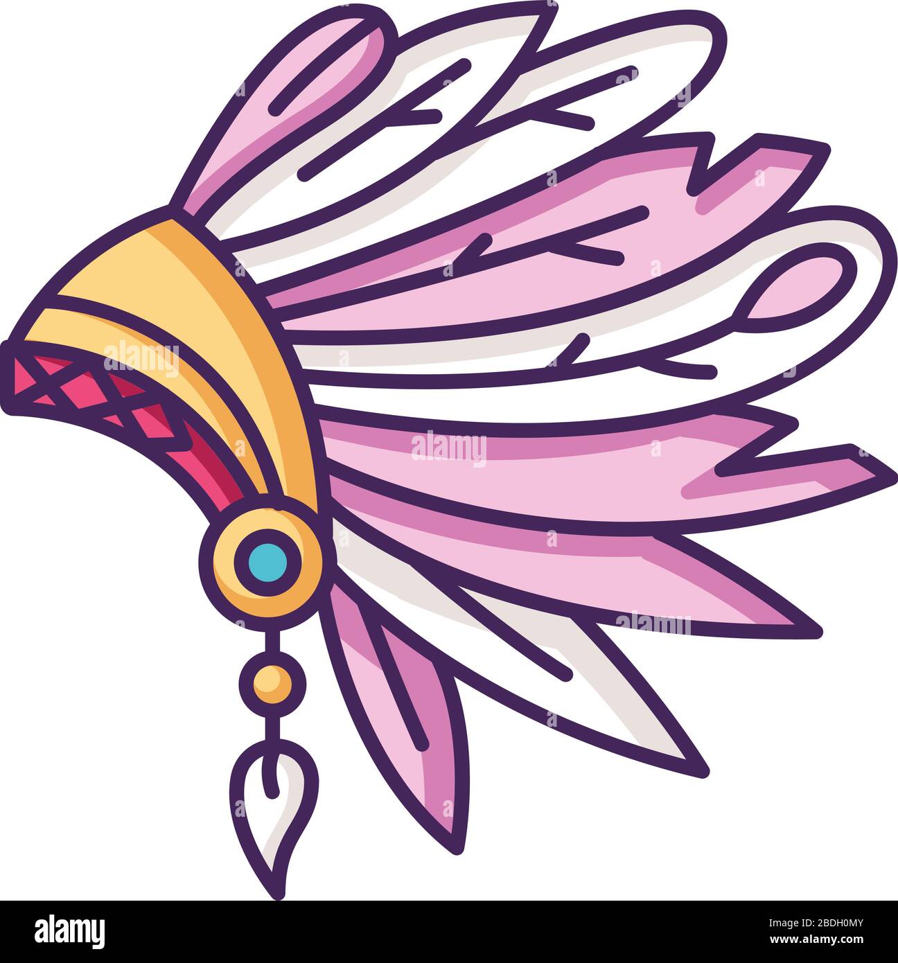 Native Indian American chief hat RGB color icon. Apache tribe ...