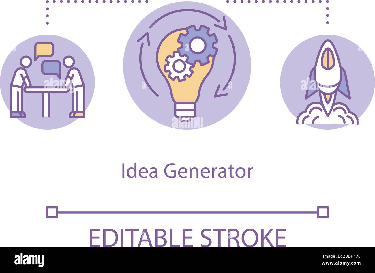 Idea generator concept icon. Brainstorm, creative team idea thin line ...