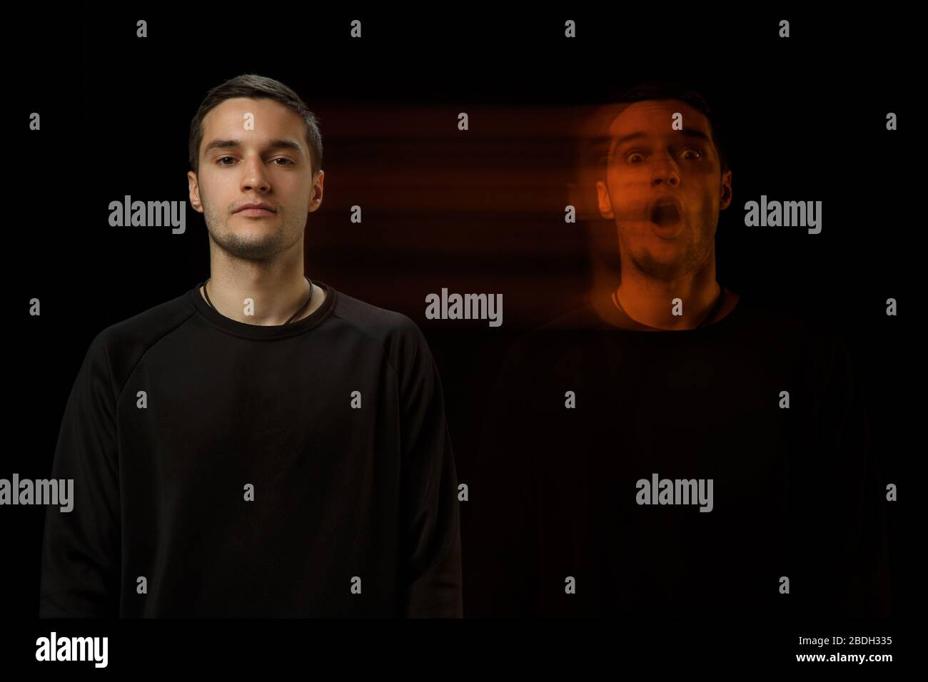 Calm outside, shocked inside. The versatility of man - opened emotions ...