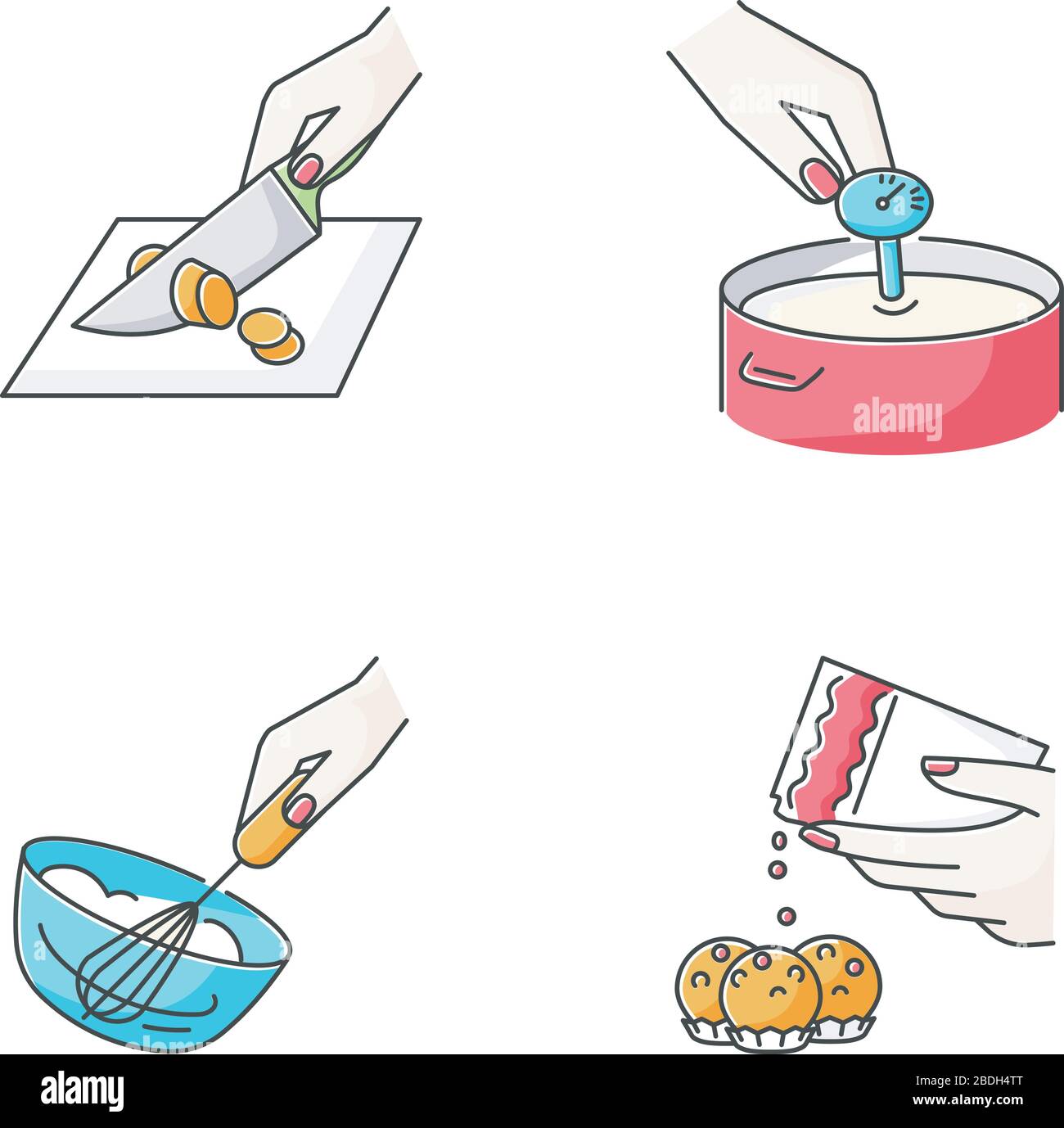 Culinary methods RGB color icons set. Food preparation, cooking ...