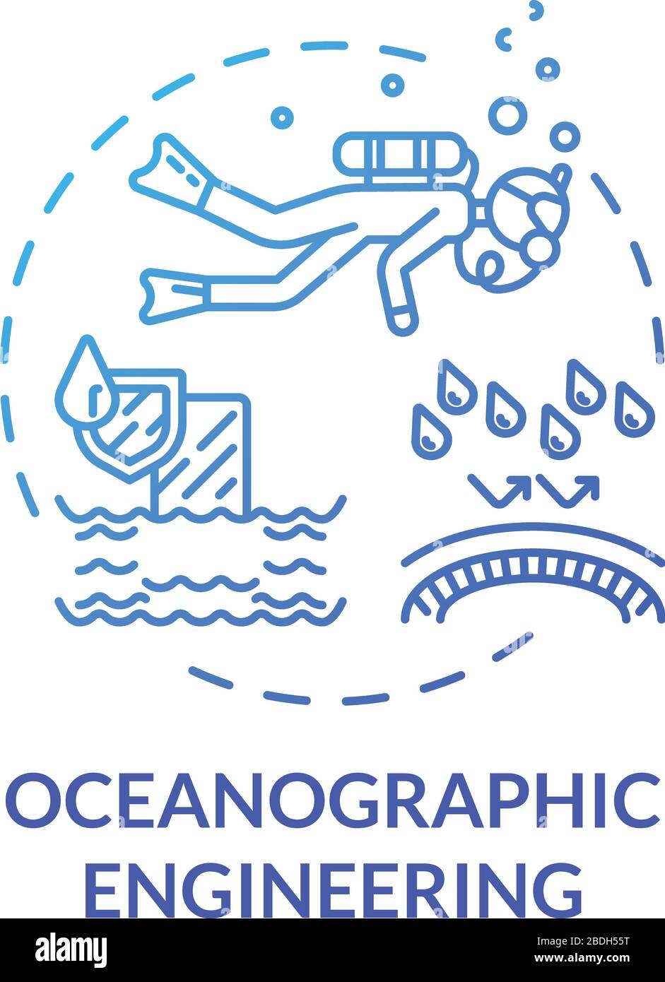 Oceanographic engineering blue concept icon. Exploring underwater ...