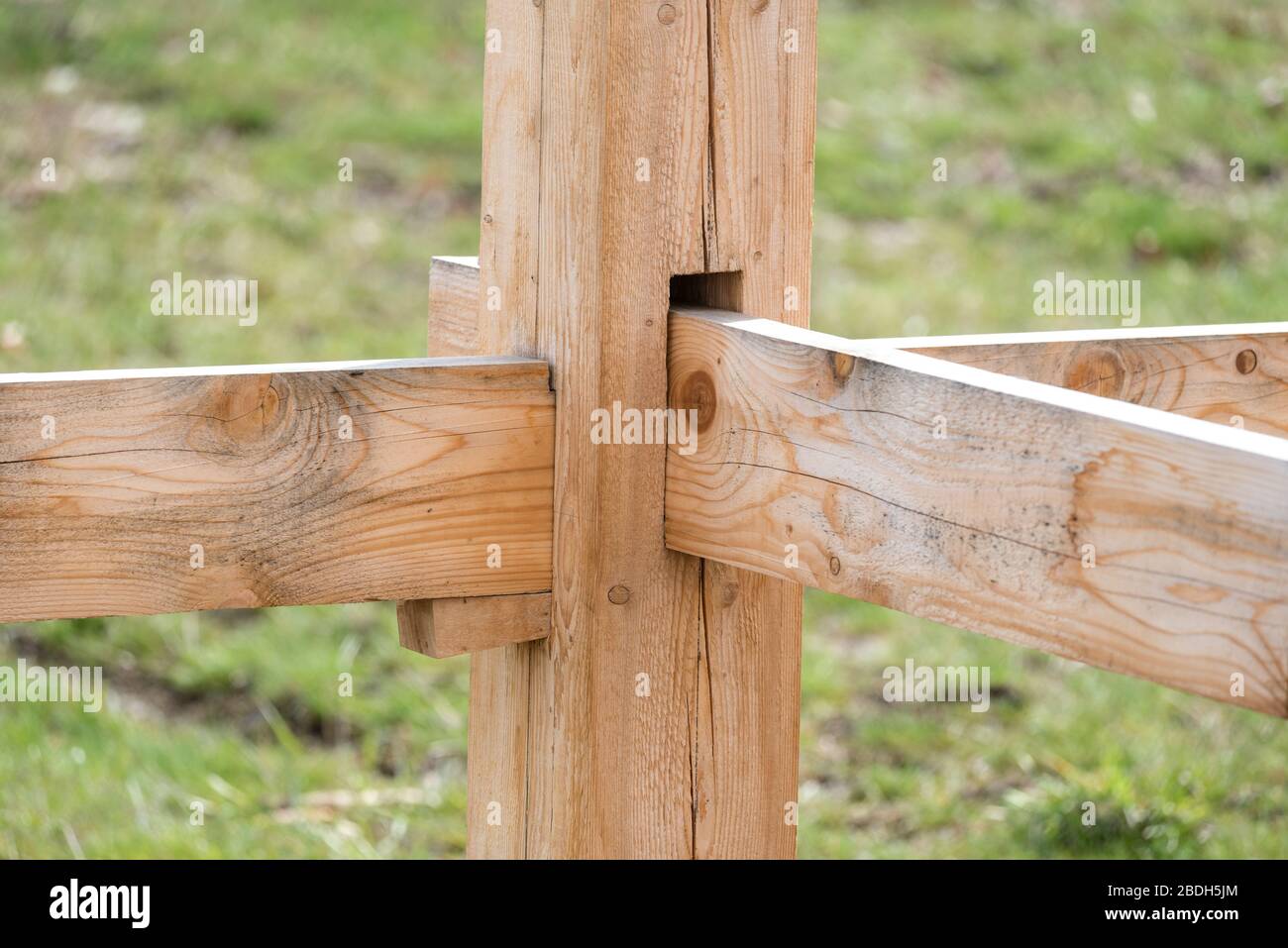 Japanese style post and beam cabin frame detail Stock Photo - Alamy