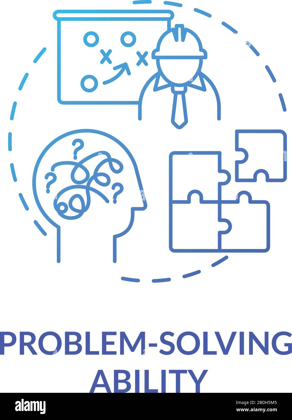 Problem solving ability blue concept icon. Analytical mind. Creative ... Problem solving ability blue concept icon. Analytical mind. Creative ...