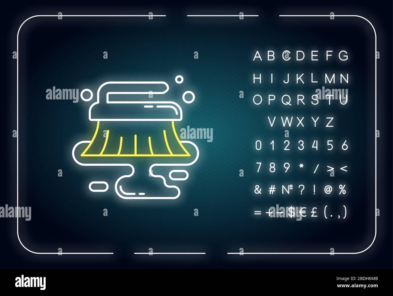 Wet cleaning neon light icon. Professional cleanup service. Dirty floor ...