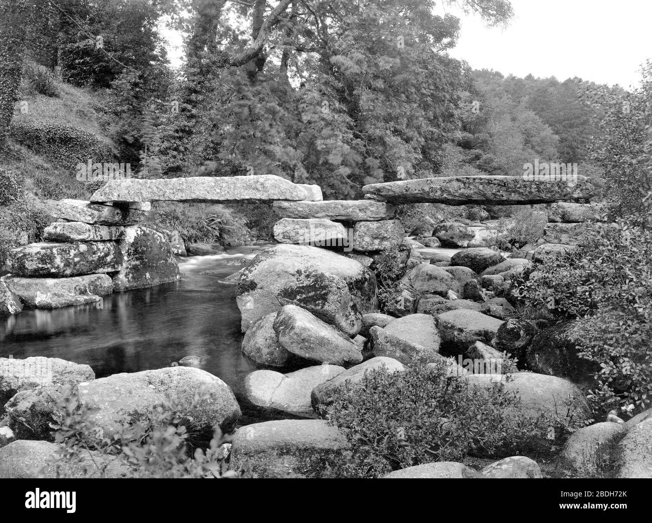 Dartmeet, the Clapper Bridge 1925 Stock Photo - Alamy