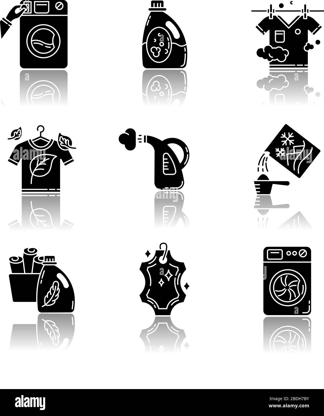 Laundry types drop shadow black glyph icons set. Coin wash, washing ... Laundry types drop shadow black glyph icons set. Coin wash, washing ...