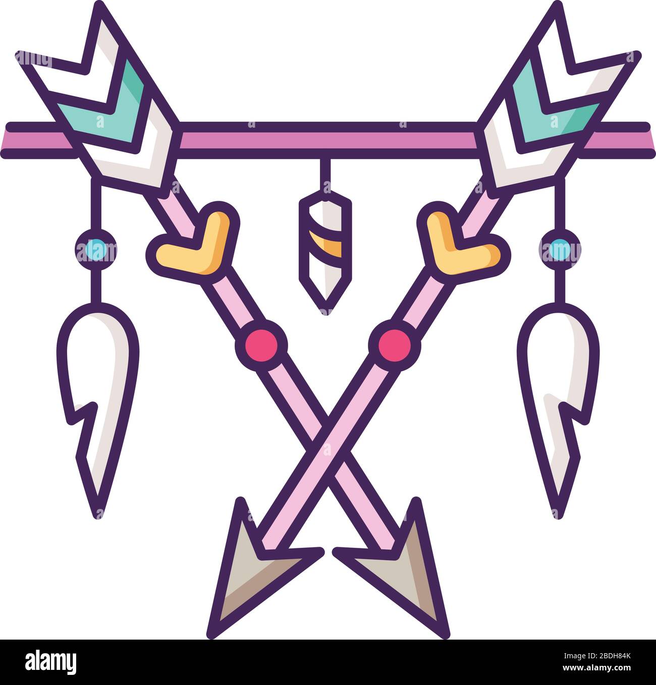 Arrows and teeth amulet in boho style RGB color icon. Native American ...