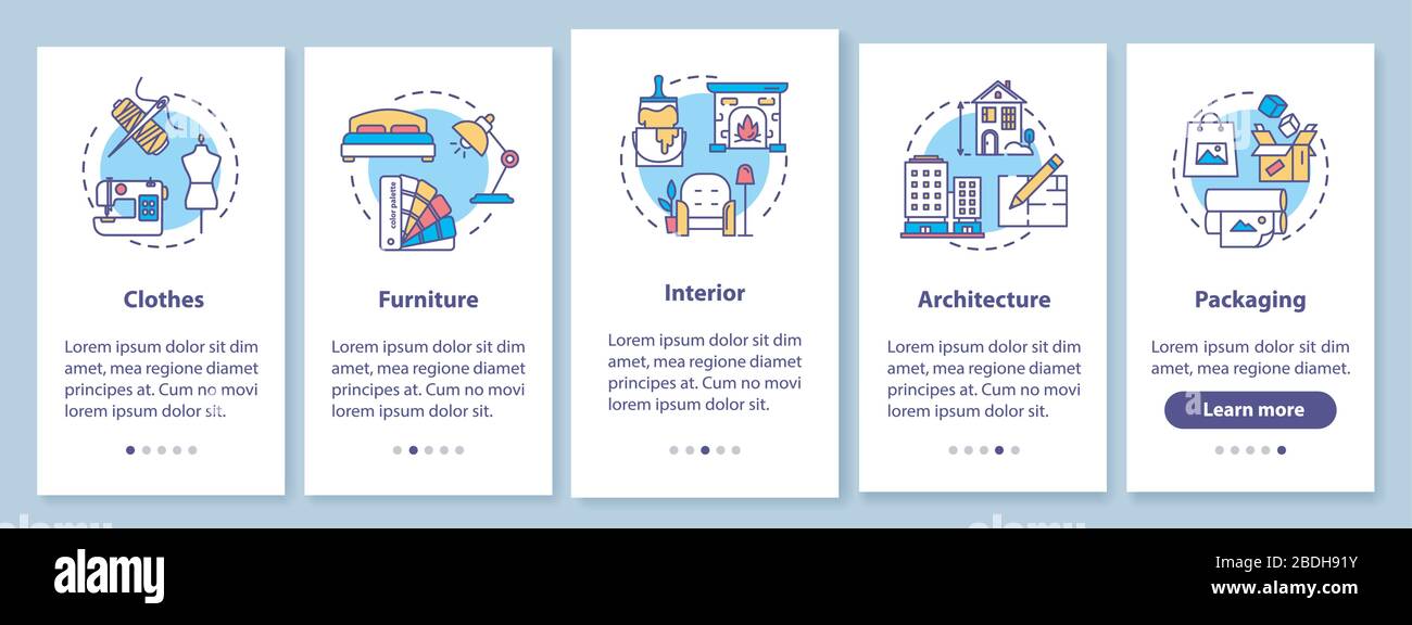 Design studio onboarding mobile app page screen with concepts. Designer ...
