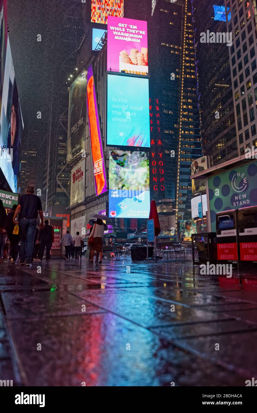 Rain on Times Square in New York Stock Photo - Alamy