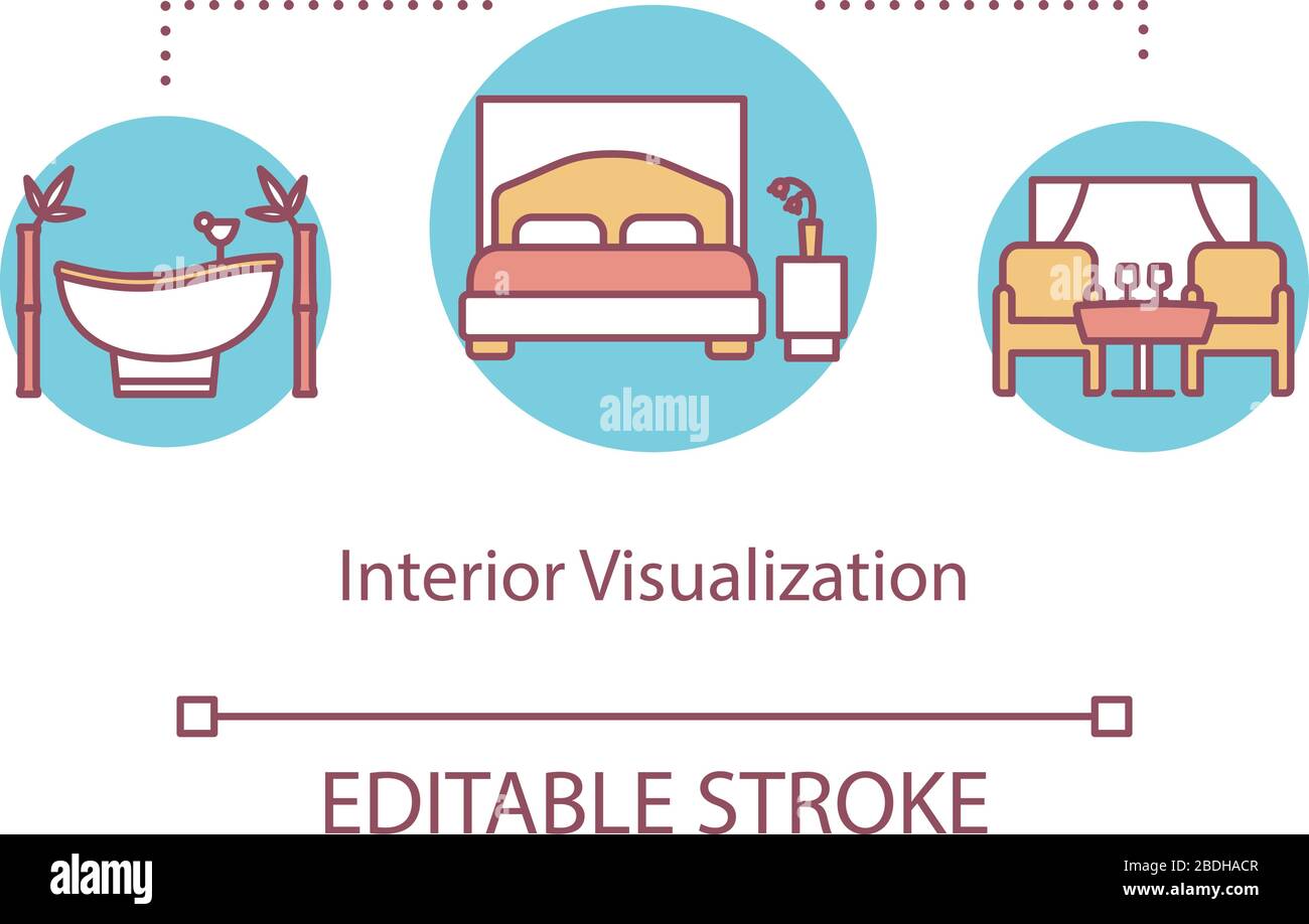 Interior visualization concept icon. Apartment design representation ...