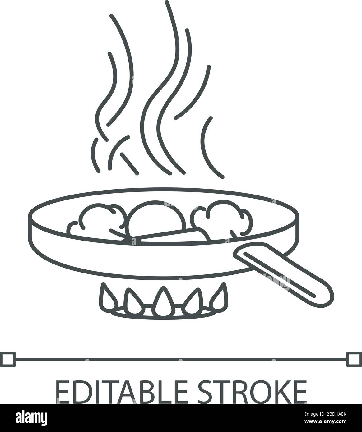 Frying pixel perfect linear icon. Thin line customizable illustration ...