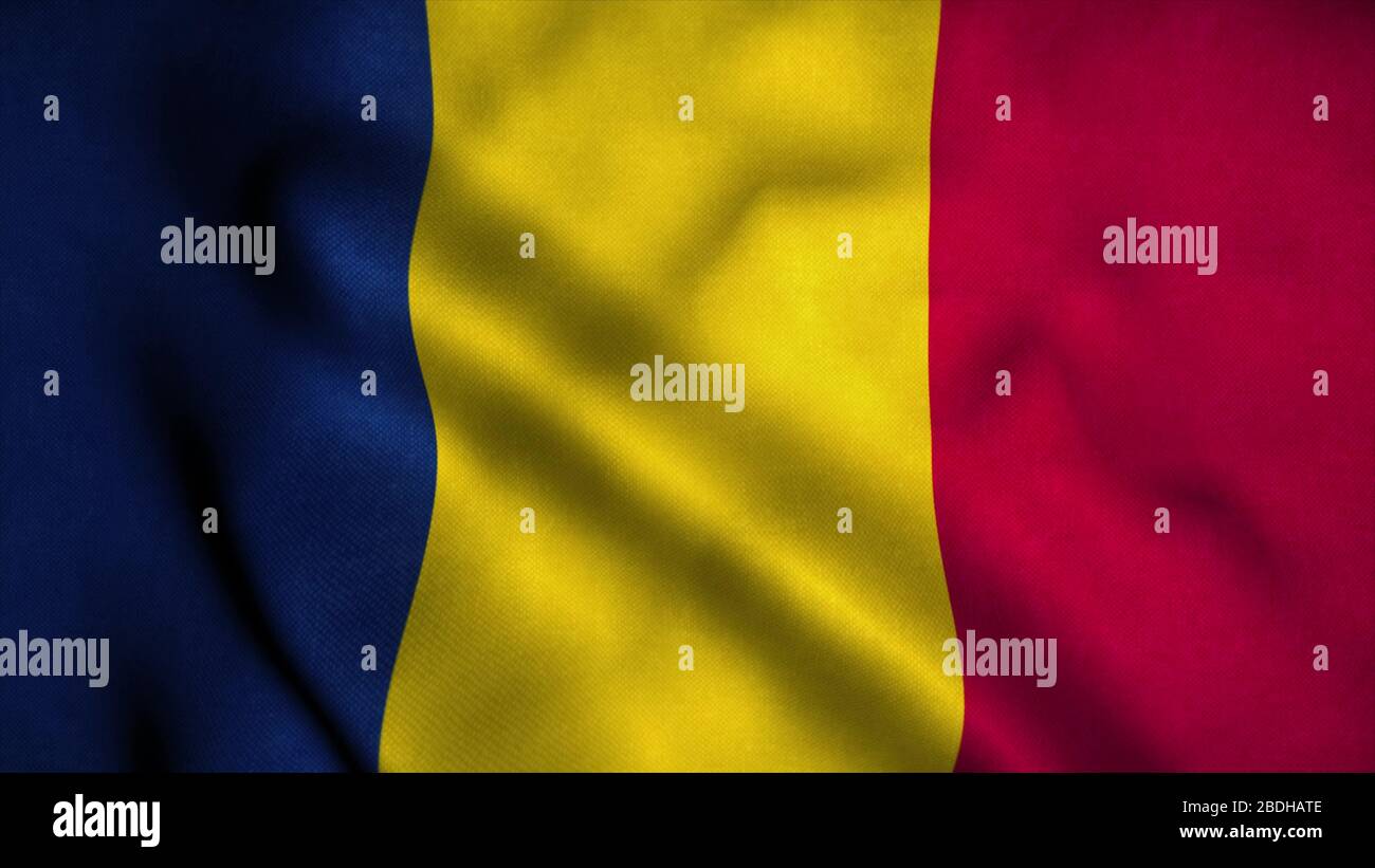 Chad flag waving in the wind. National flag of Chad. Sign of Chad. 3d ...