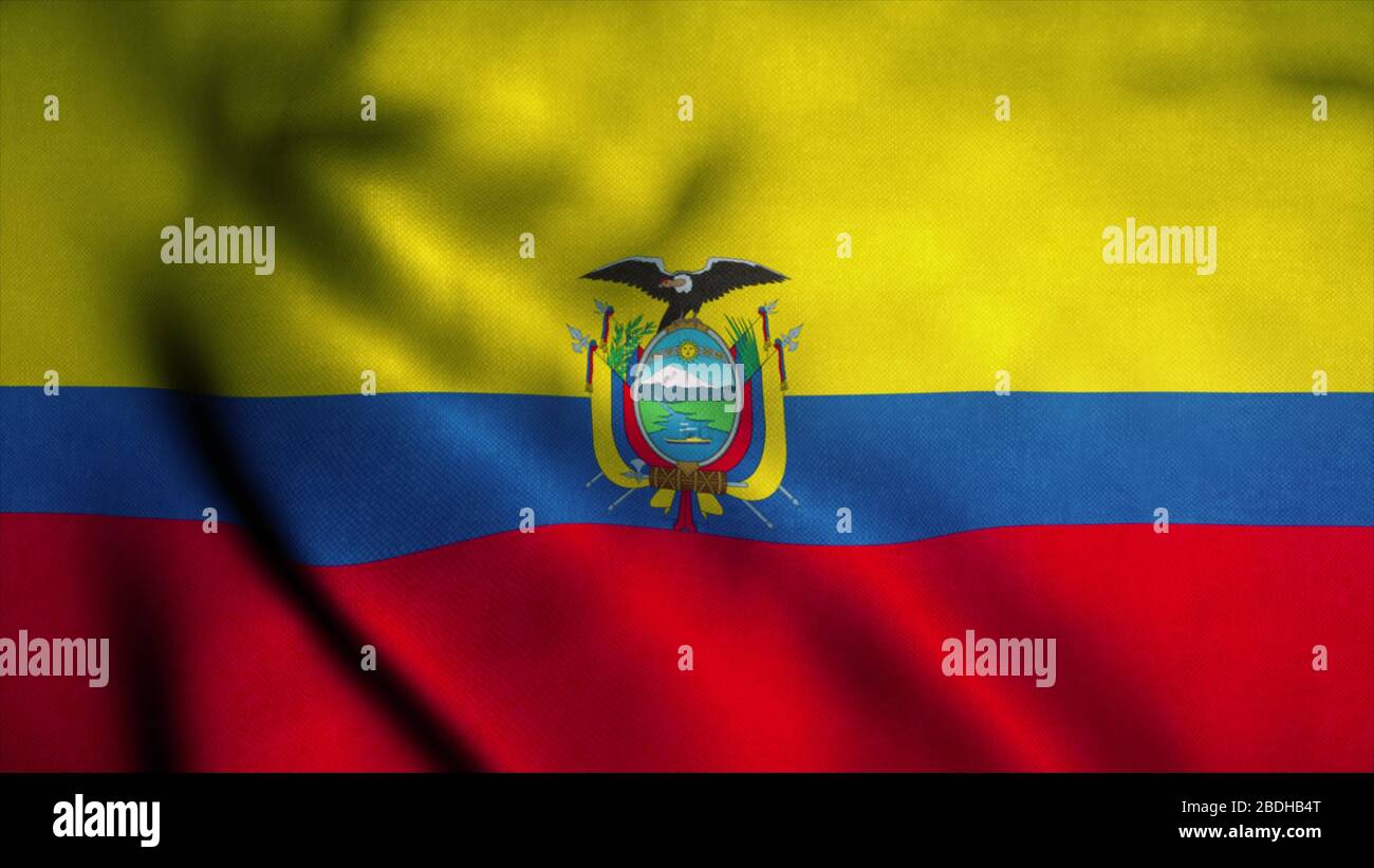 Ecuador flag waving in the wind. National flag of Ecuador. Sign of ...