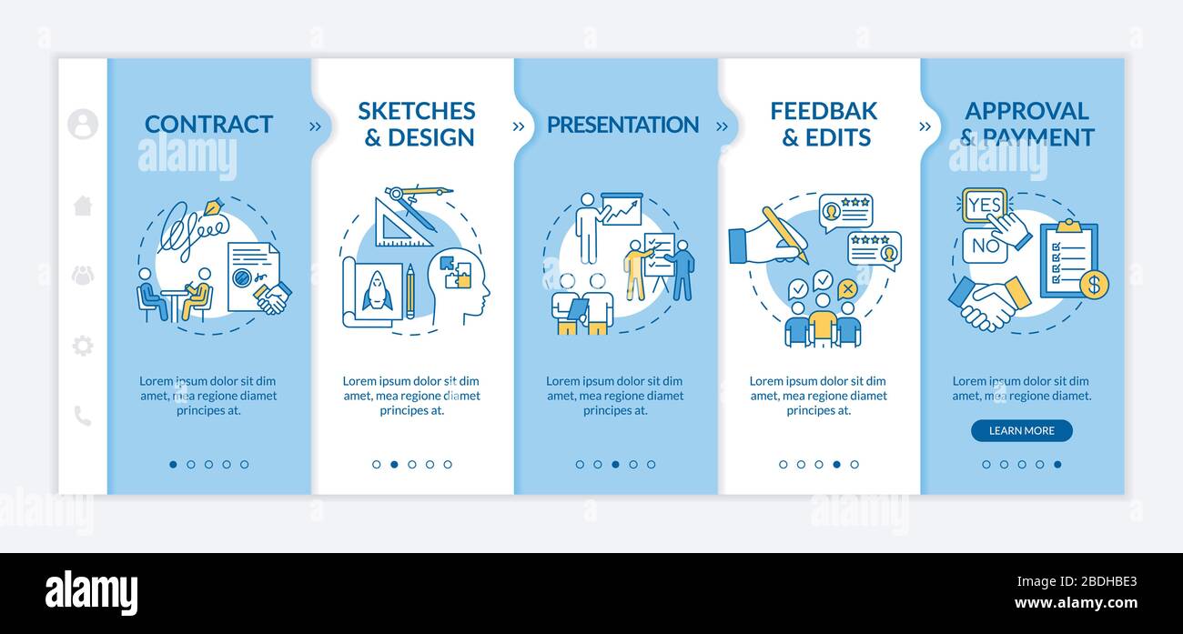 Design project onboarding vector template. Signing contract. Sketches ...