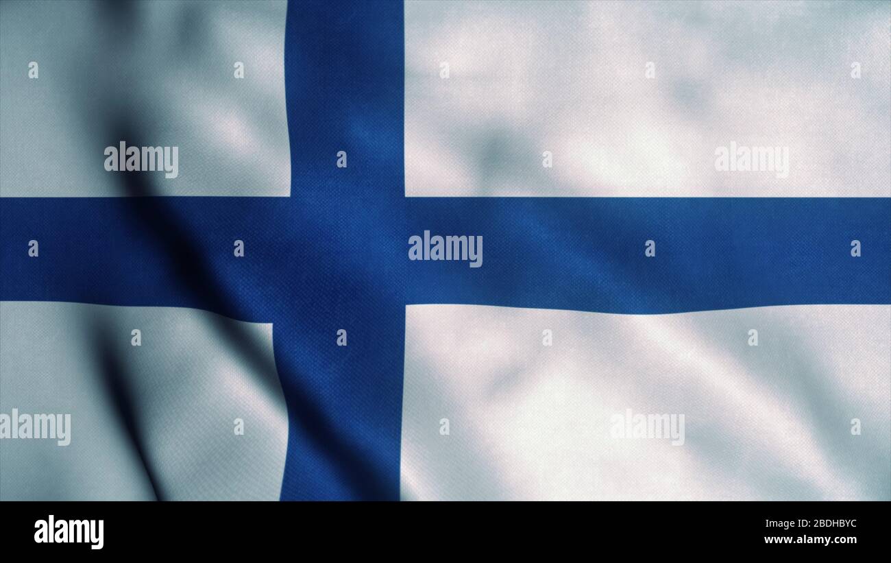 Finland flag waving in the wind. National flag of Finland. Sign of ...