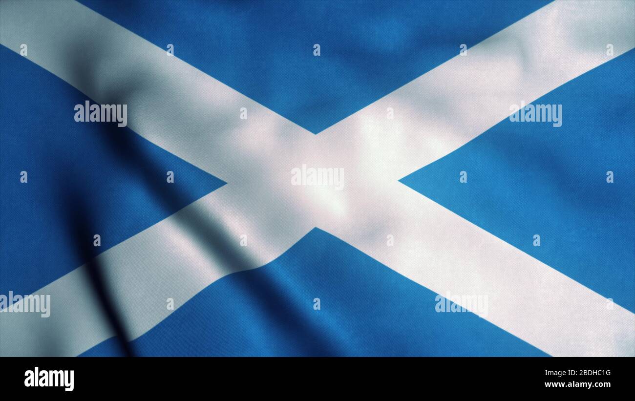 Scotland flag waving in the wind. National flag of Scotland. Sign of ...