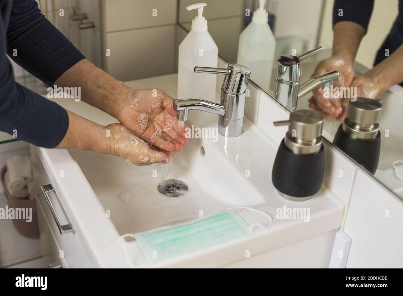 Close up view of male washing hands. Hygiene concept. Health concept ...