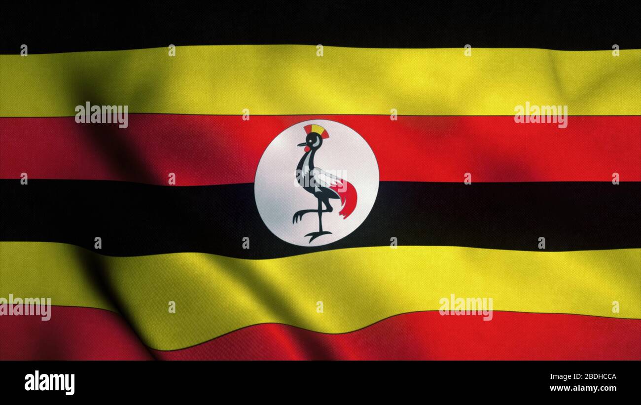 Uganda flag waving in the wind. National flag of Uganda. Sign of Uganda ...