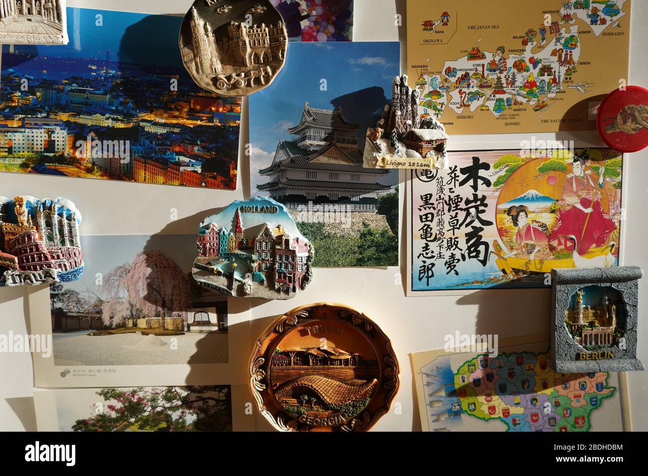 Collage of images and magnets from various places Stock Photo - Alamy