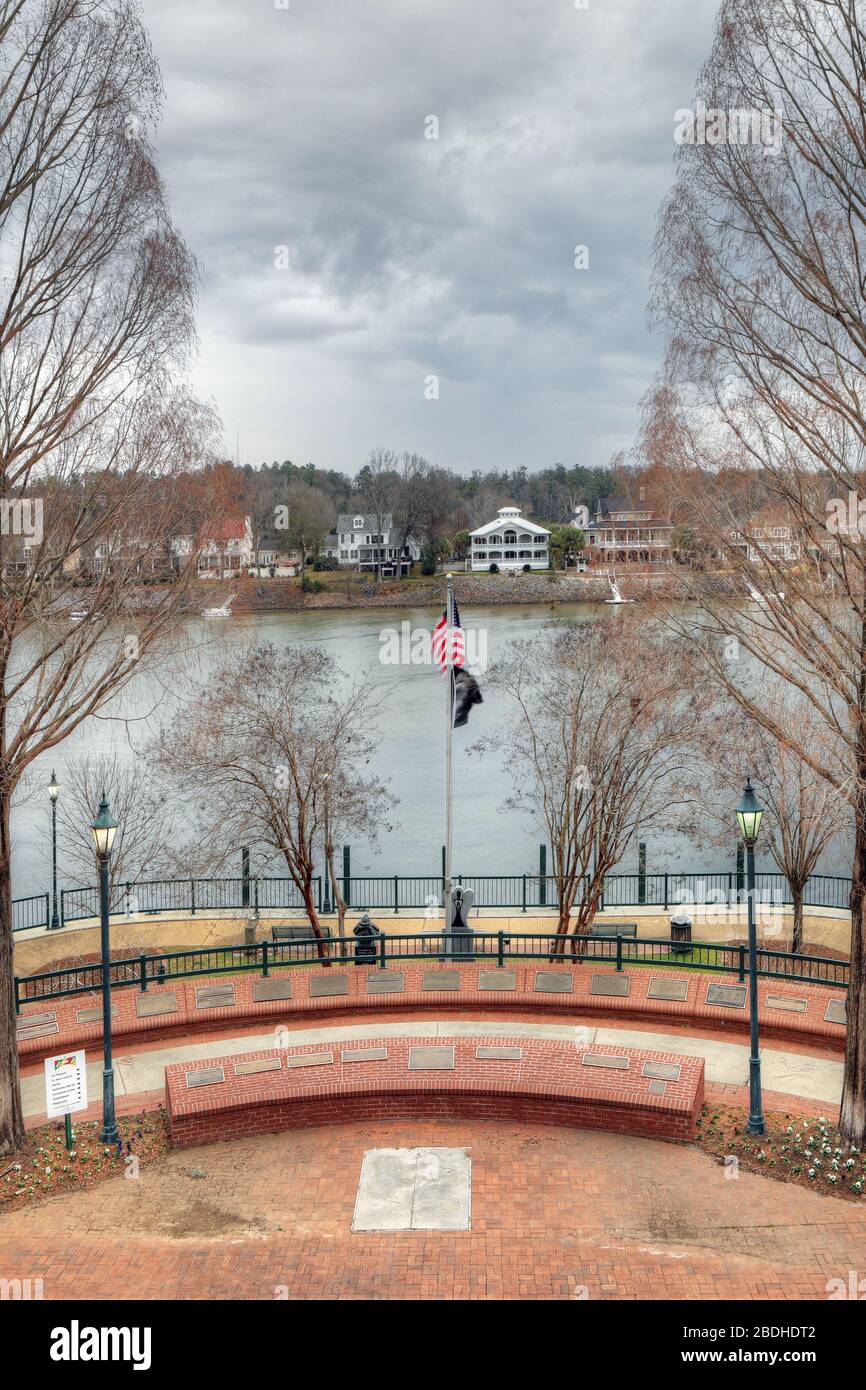 A Vertical of the Savannah River Riverwalk at Augusta, Georgia Stock ...