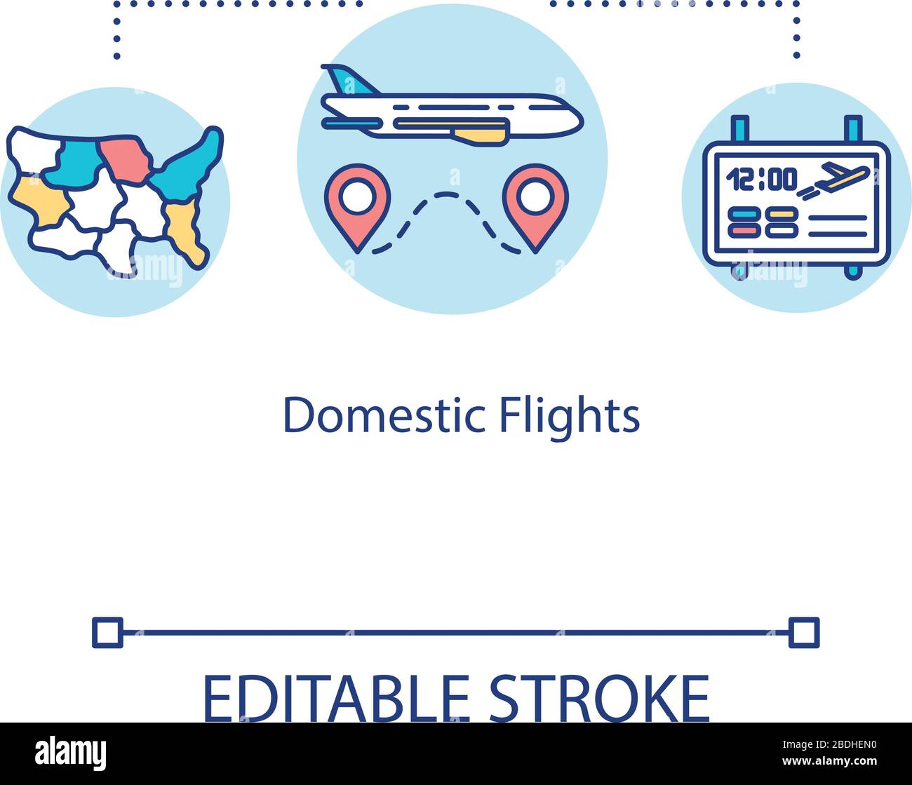 Domestic flights concept icon. Local airline transportation services ...
