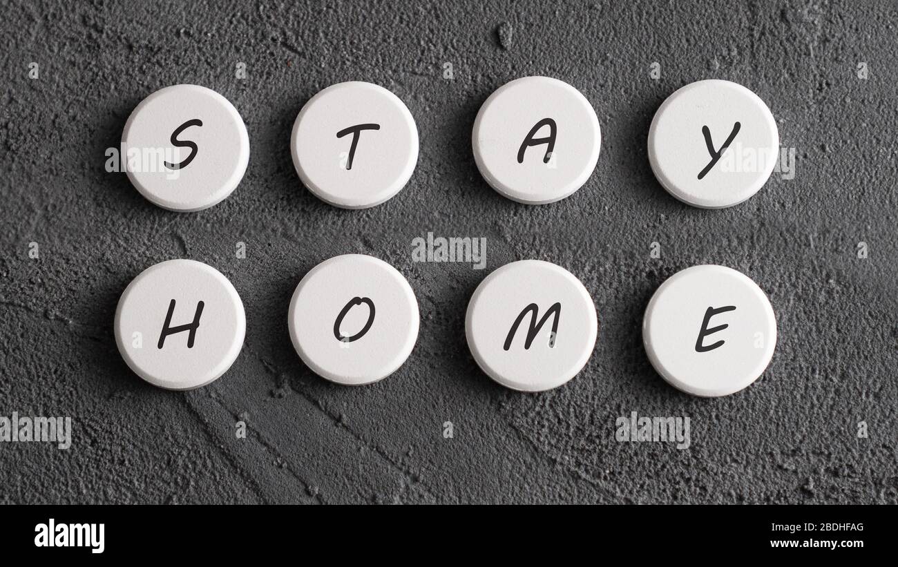 Stay home text as viral social media message sign with text for social ...